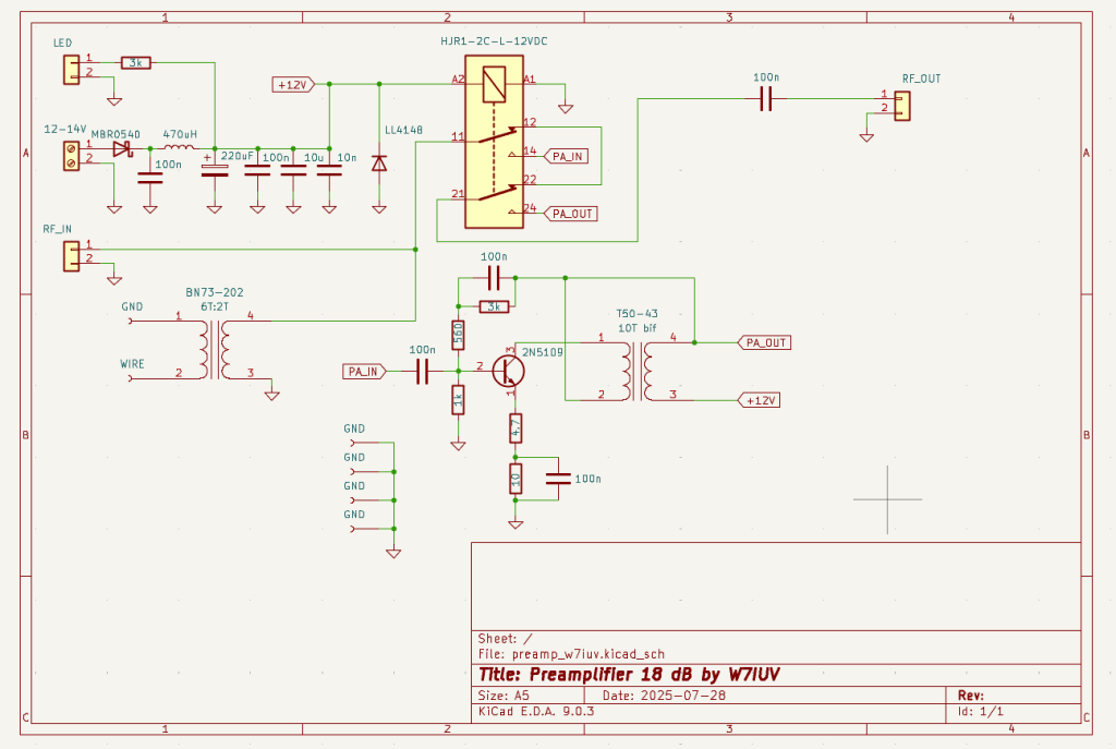 Предусилитель по схеме W7IUV | RA0SMS blog